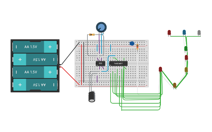 Circuit Design 4017 Decade Counter Tinkercad