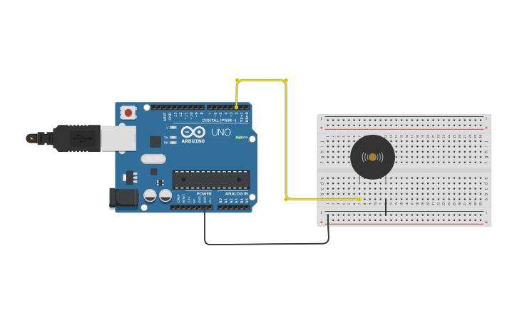 Circuit design Pratica 1 - Piezo | Tinkercad