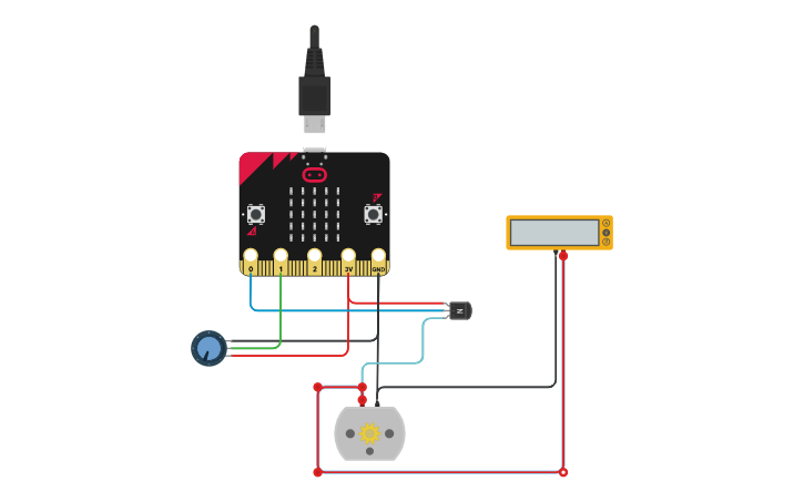 Circuit design Microbit controlled DC Motor - Tinkercad