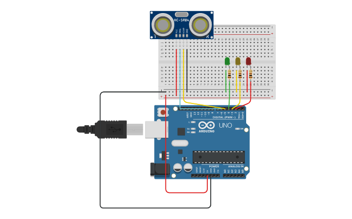 Circuit design Sensor ultrasonido - Tinkercad