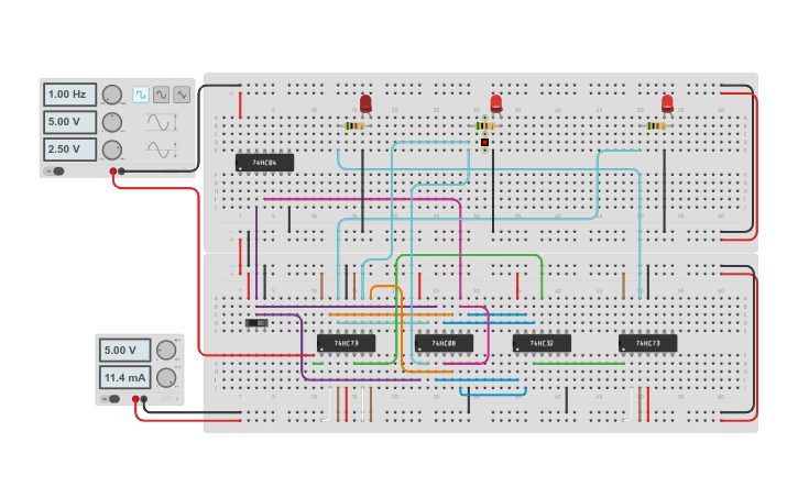 Circuit Design 3 Bit Asynchronous Up Down Counter Tinkercad