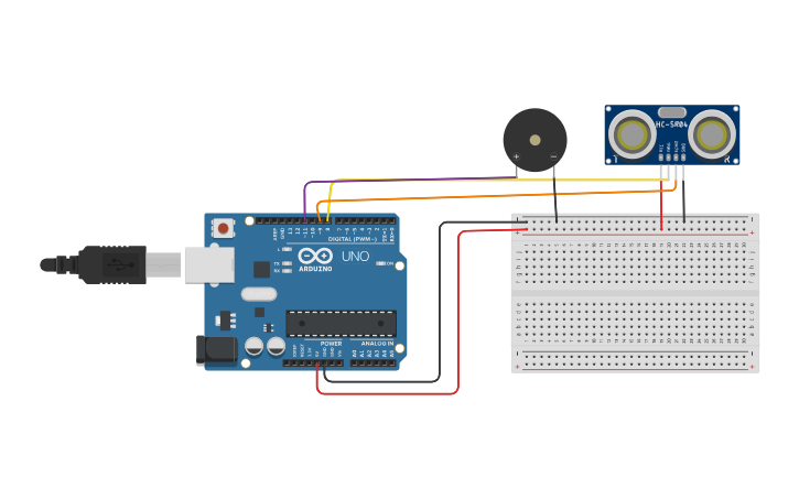 Circuit design SENSOR DE ULTRASONIDO - Tinkercad