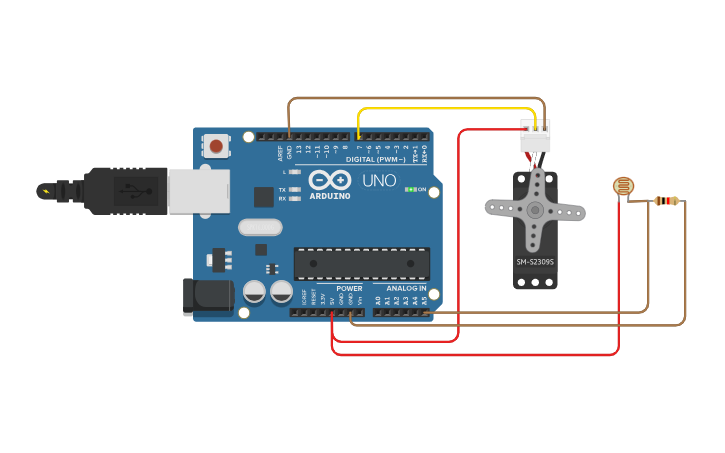 Circuit Design Servo Motor Tinkercad