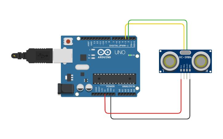Circuit design Ultrasound Sensor | Tinkercad