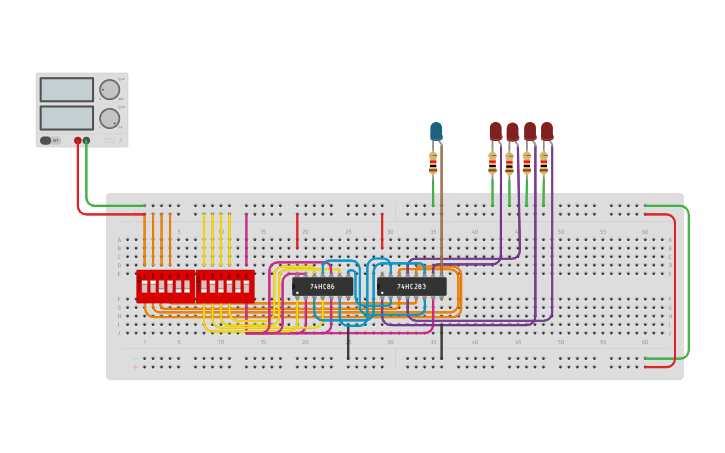 Circuit Design 4 Bit Addition Subtraction Tinkercad
