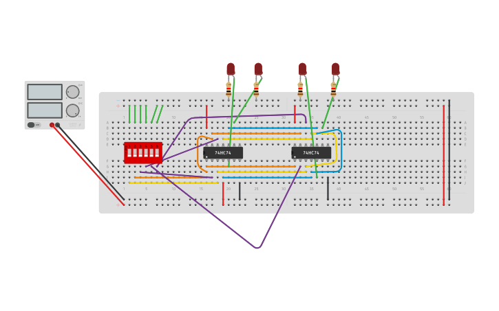 Circuit design Exp 10: 4-bit Parallel in Parallel out shift register | Tinkercad