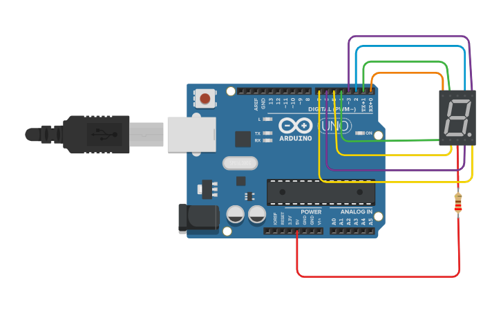 Circuit design Display 7 segmentos | Tinkercad