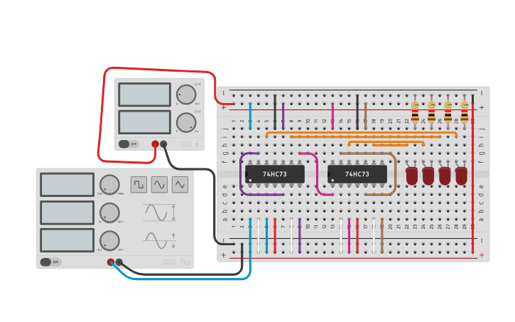 Circuit Design 4bit Asynchronous Down Counter Tinkercad