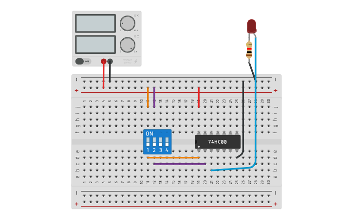 Circuit design Familiarisation of NAND gate | Tinkercad