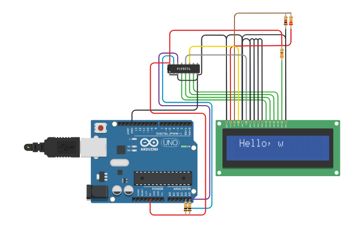 Circuit design Copy of Arduino I2C LCD control using PCF8574 - Tinkercad