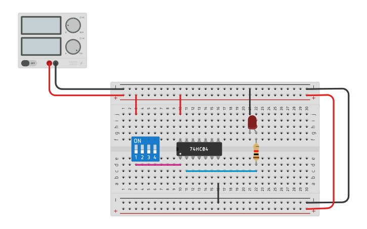 Circuit design Familiarization of logic NOT gate | Tinkercad