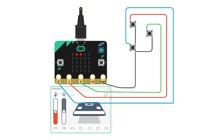 Circuit design Copy of micro:bit animation challenge - Tinkercad