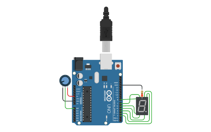 Circuit Design Display E Potenciometro Tinkercad