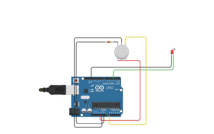 Circuit Design Exp 6 [225408] Gas Leakage Detection Tinkercad
