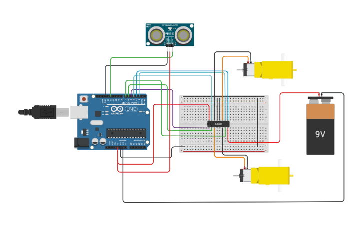 Circuit design Obstacle Avoidance Robot | Tinkercad