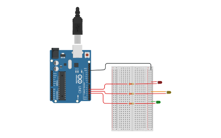 Circuit design traffic light controller - Tinkercad