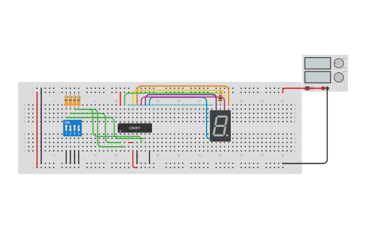 Circuit design BCD A 7 SEGMENTOS - Tinkercad