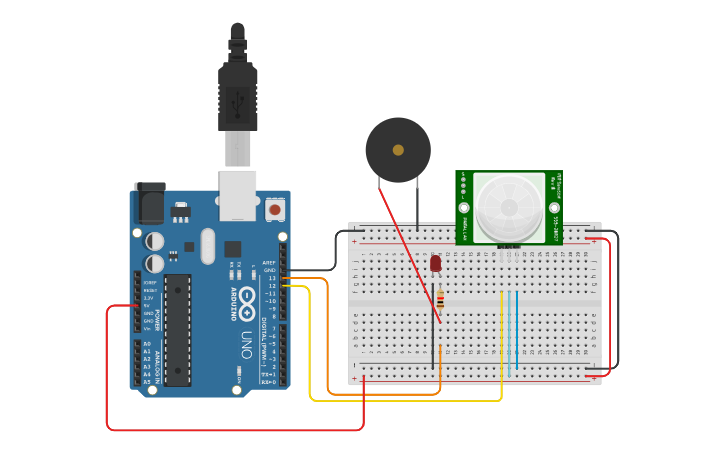 Circuit Design Sensor Pir Tinkercad