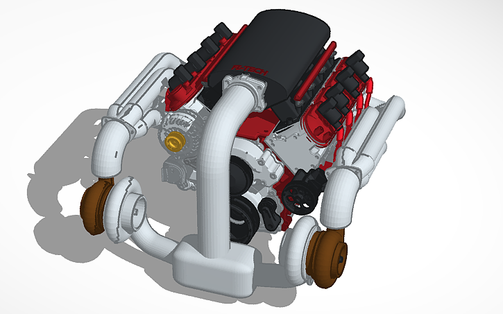 3D design GM 5.3L LM7 twin turbo - Tinkercad