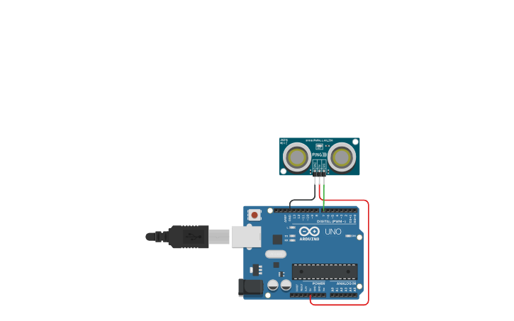 Circuit design Ultrasonic - Tinkercad