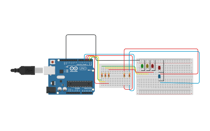 Circuit design Arduino Uno R3を用いた信号機 - Tinkercad