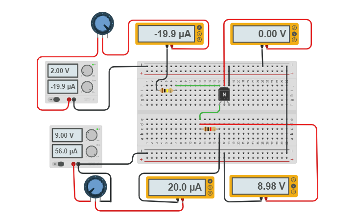 Circuit design npn transistor - Tinkercad