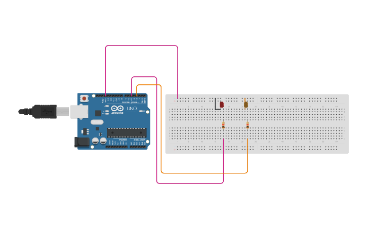 Circuit design ไฟกระพิบสลับสองดวง - Tinkercad