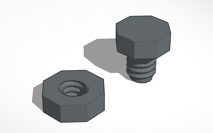 3D design Bolt and Nut - Tinkercad