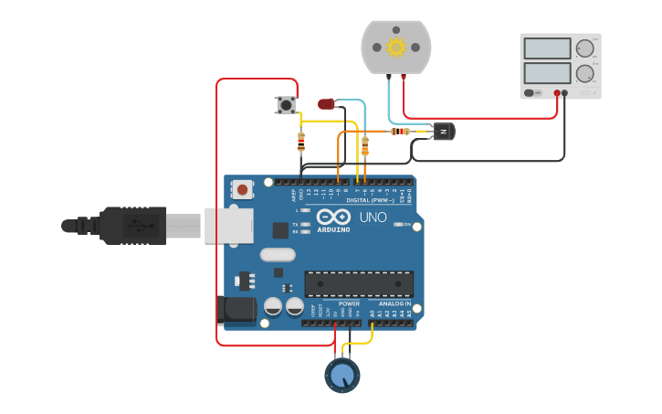 Circuit design entradas y salidas digitales y analogicas - Tinkercad