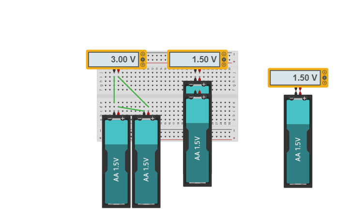 Circuit design Batteries in Series and Parallel - Tinkercad