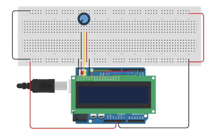 Circuit design Projeto controle de um display LCD - Tinkercad