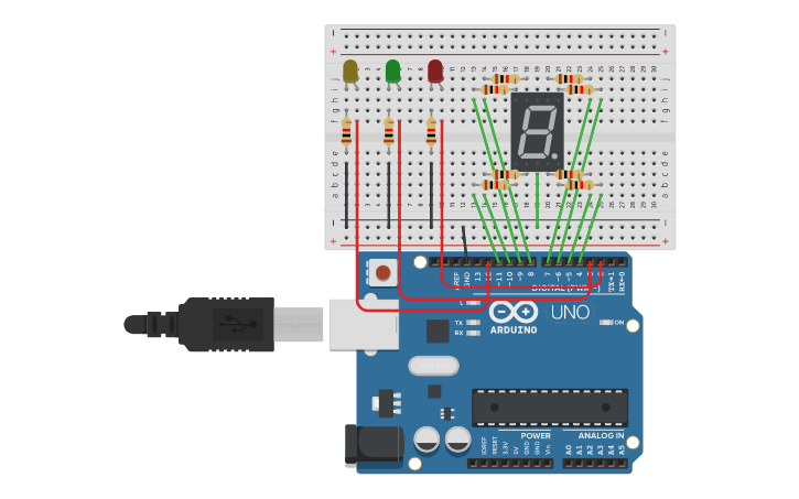 Circuit design 红绿灯 - Tinkercad