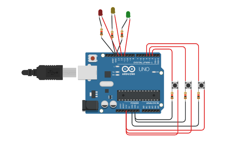 Circuit Design Push Button With Leds Homework Tinkercad