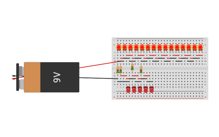 Circuit Design 20 Leds With Four Resistors Tinkercad