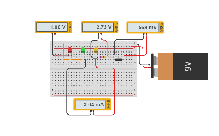 Circuit design DIODES IN SERIES - Tinkercad