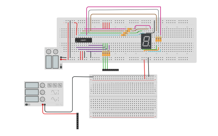 Circuit design BCD to Seven Segment decoder - Tinkercad