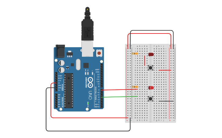 Circuit design Arduino Lesson 6 Polling - Tinkercad