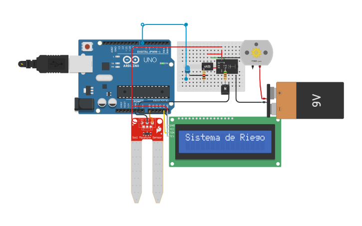 Circuit design riego automatizado 1 - Tinkercad