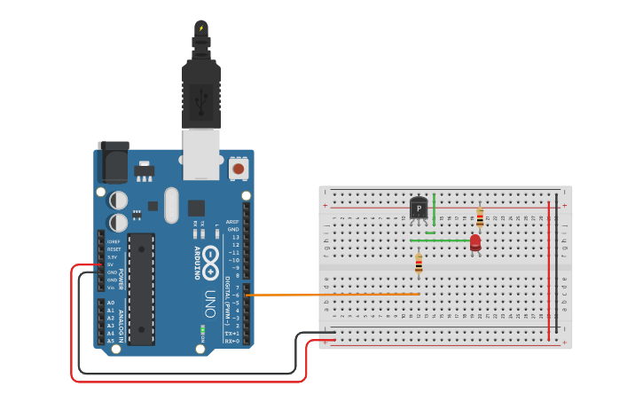 Circuit design PNP transistor - Tinkercad