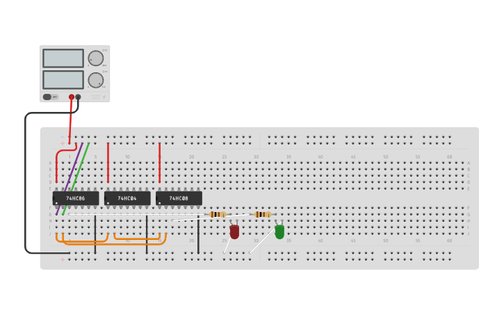 Circuit design Half Subtractor | Tinkercad
