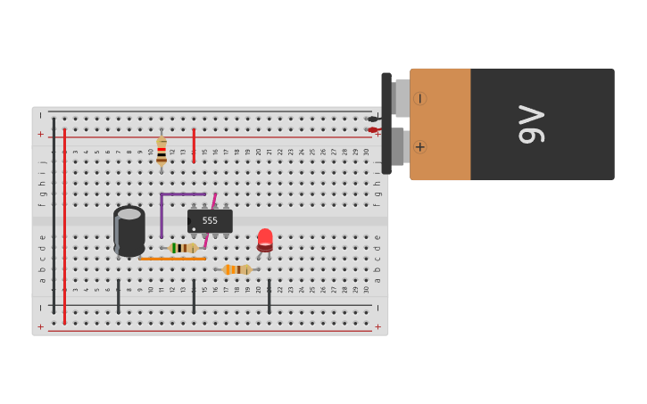Circuit Design Flashing L E D Using 555 Timer Tinkercad