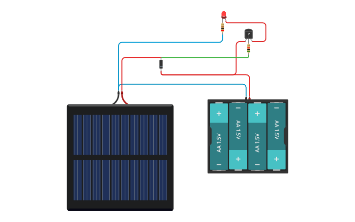 Circuit design Solar panel as darkness detector and charger - Tinkercad