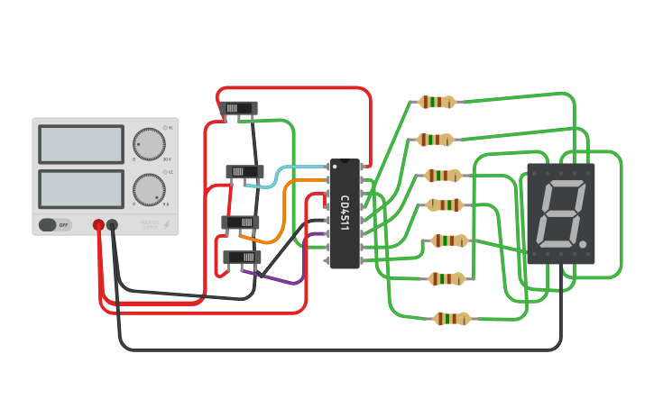 Circuit Design Decoder Bcd 7 Segments Tinkercad