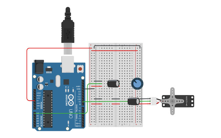 Circuit design Aprender Creando: Servo Motor | Tinkercad
