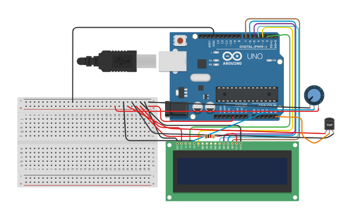 Circuit design Digital Thermometer - Tinkercad