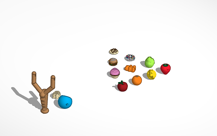 3D design fruit and slingshot - Tinkercad