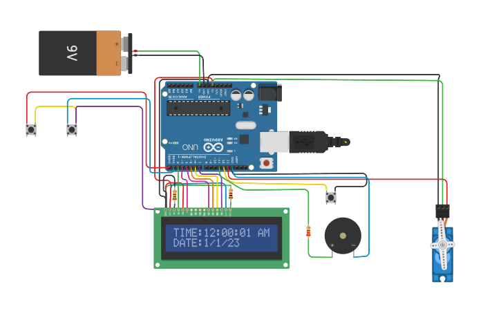 Circuit design Automatic Pill dispenser - Tinkercad