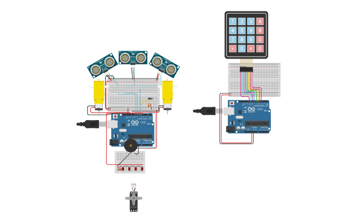 Circuit Design Obstacle Avoidance Robot Car Tinkercad