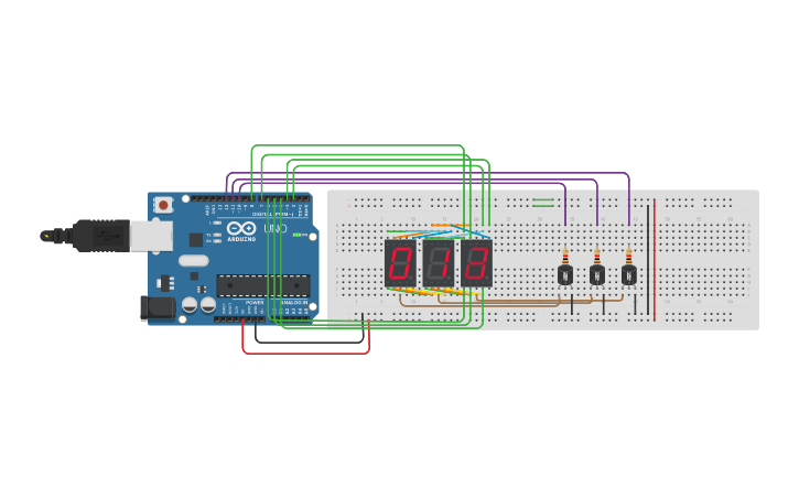 Circuit design Multiplexacion - Tinkercad