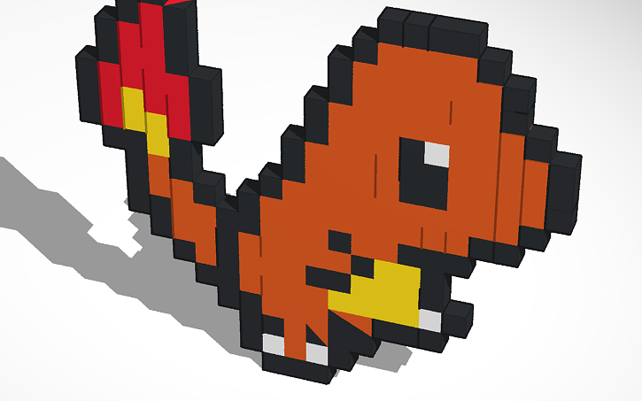 3D design 8-bit Charmander - Tinkercad